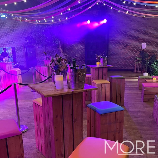 Rustic Poseur Table Hire - More Production Ltd